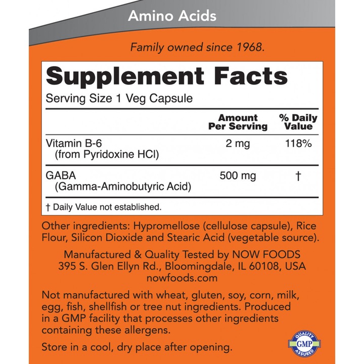 Now Foods Gaba 500 MG (200 capsule vegetale) - eMAG.ro