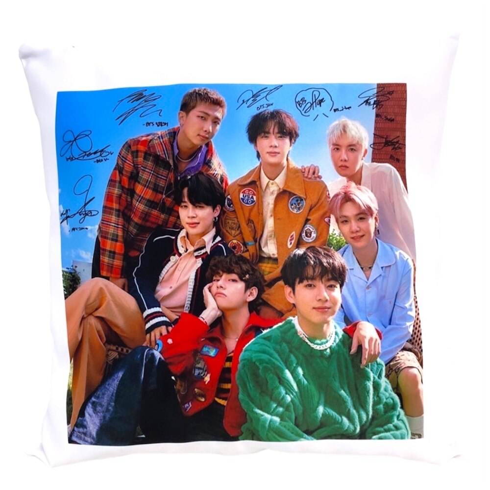 Perna personalizata bts trupa kpop semnaturi army, Poliester, Alb, 40 x ...