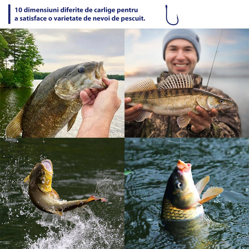 Set 500 carlige pescuit cu Ochet, Chucai, Otel/Carbon, 10 marimi - eMAG.ro
