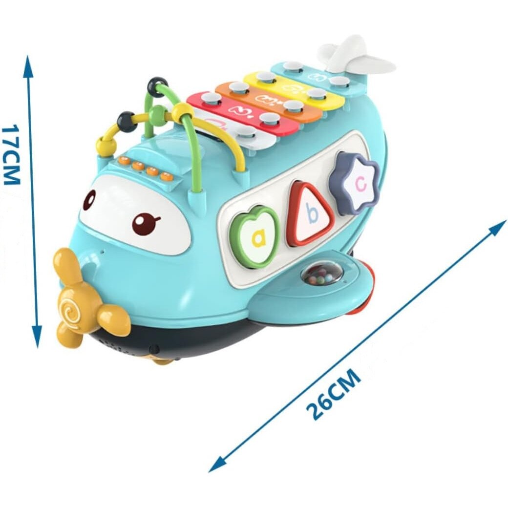 Детска играчка Самолет за бебета с ксилофон, форми на сестра, музика и ...
