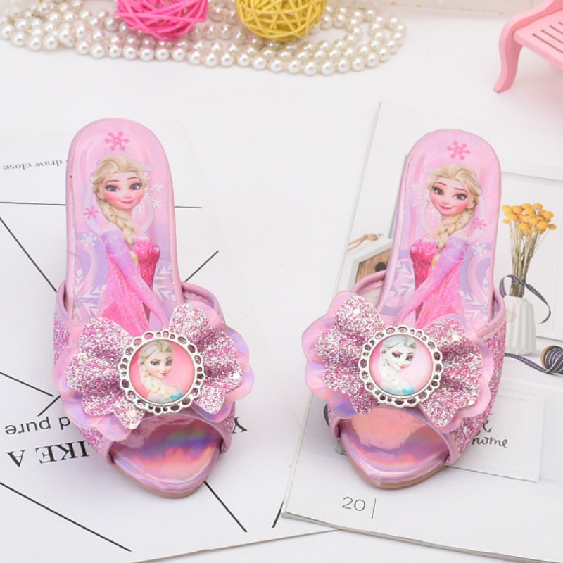 Pantofi de printesa Elsa Frozen cu toc mic pentru fete, Jurebecia ...