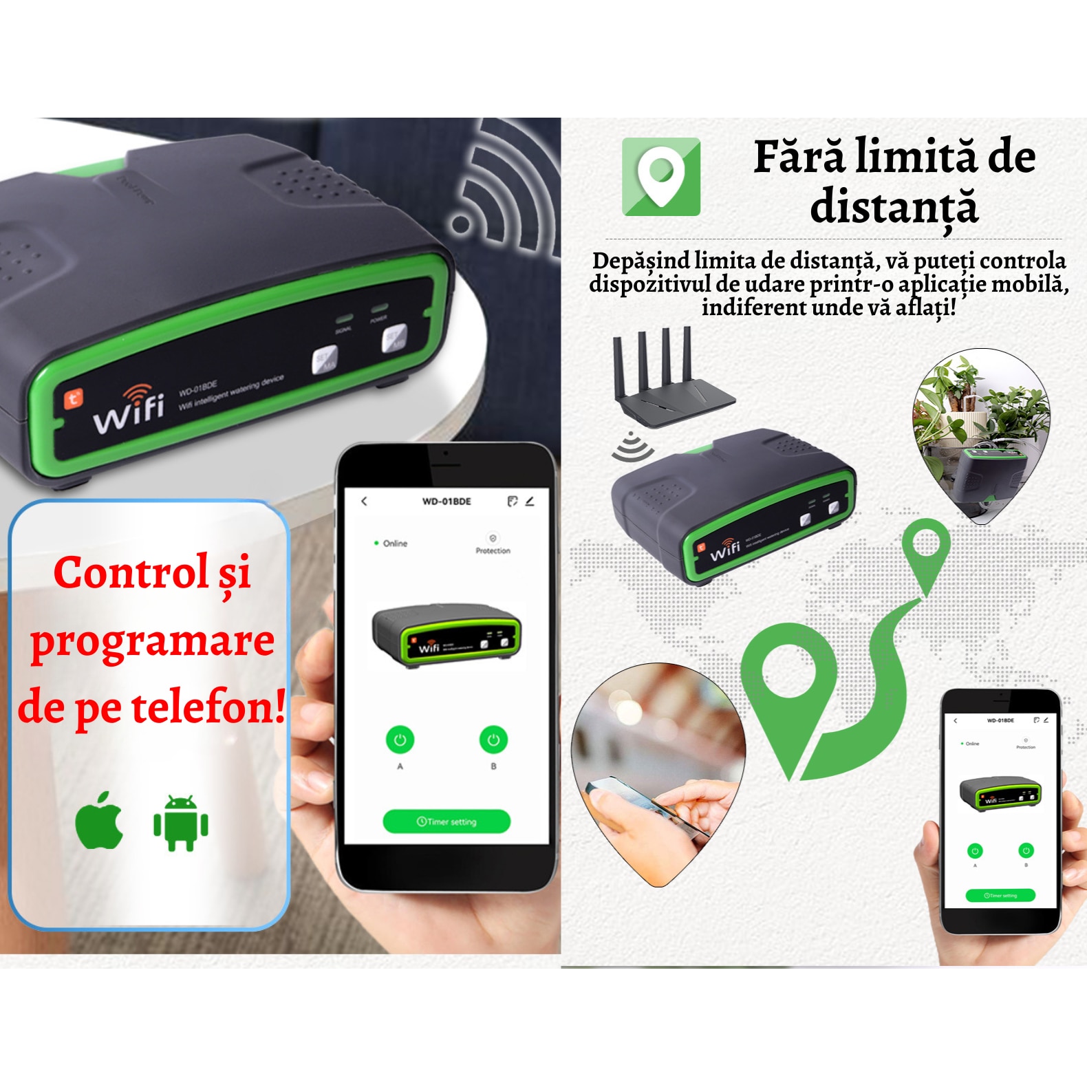 Kit de irigare la radacina plantelor, MOGODA, Florilor, WIFI, pentru 20 ...