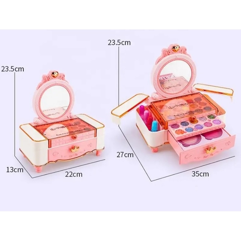 Trusa de machiaj copii cu oglinda WePro Store, solubile in apa, ruj ...