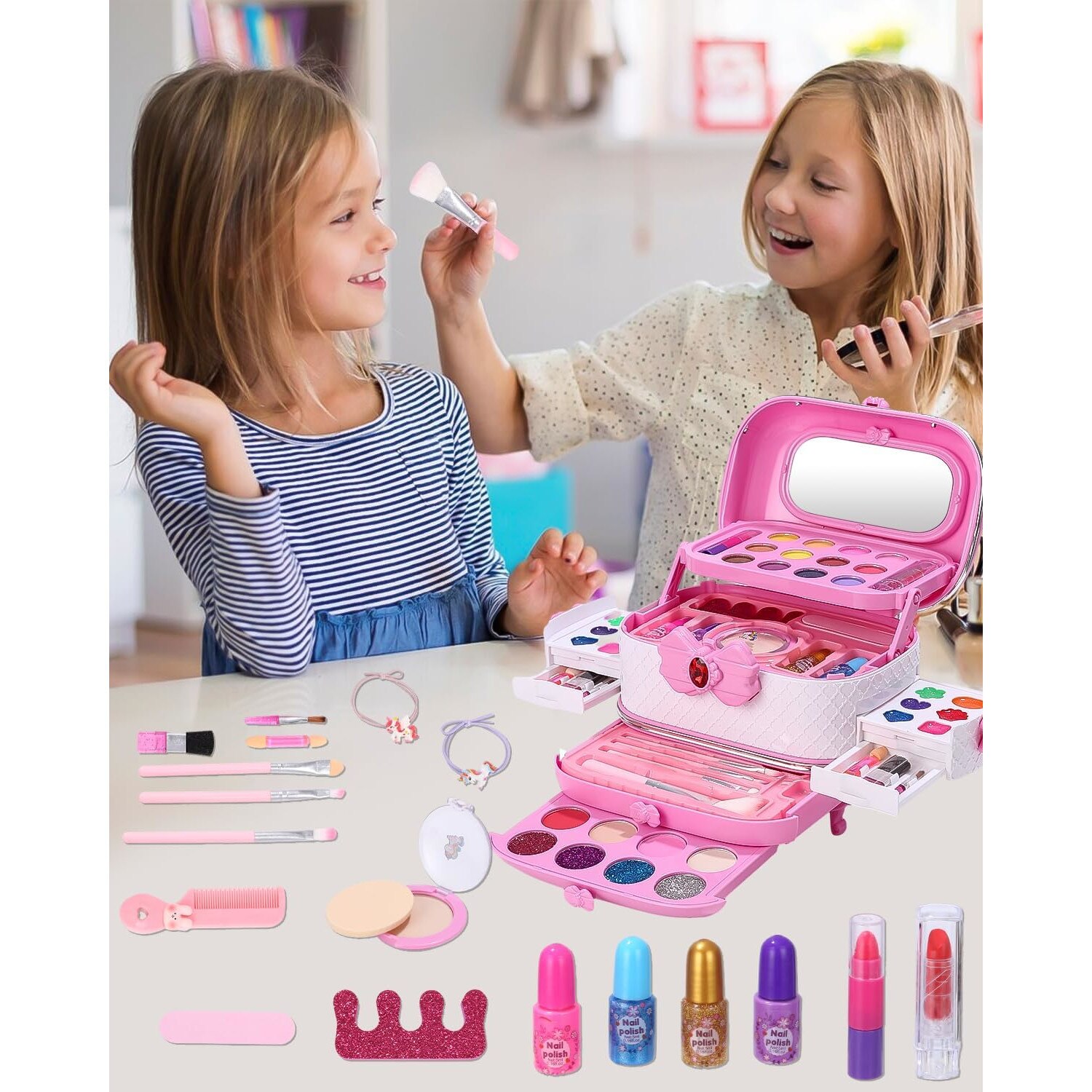 Trusa de machiaj pentru copii, Set Make-up WePro Store, solubile in apa ...