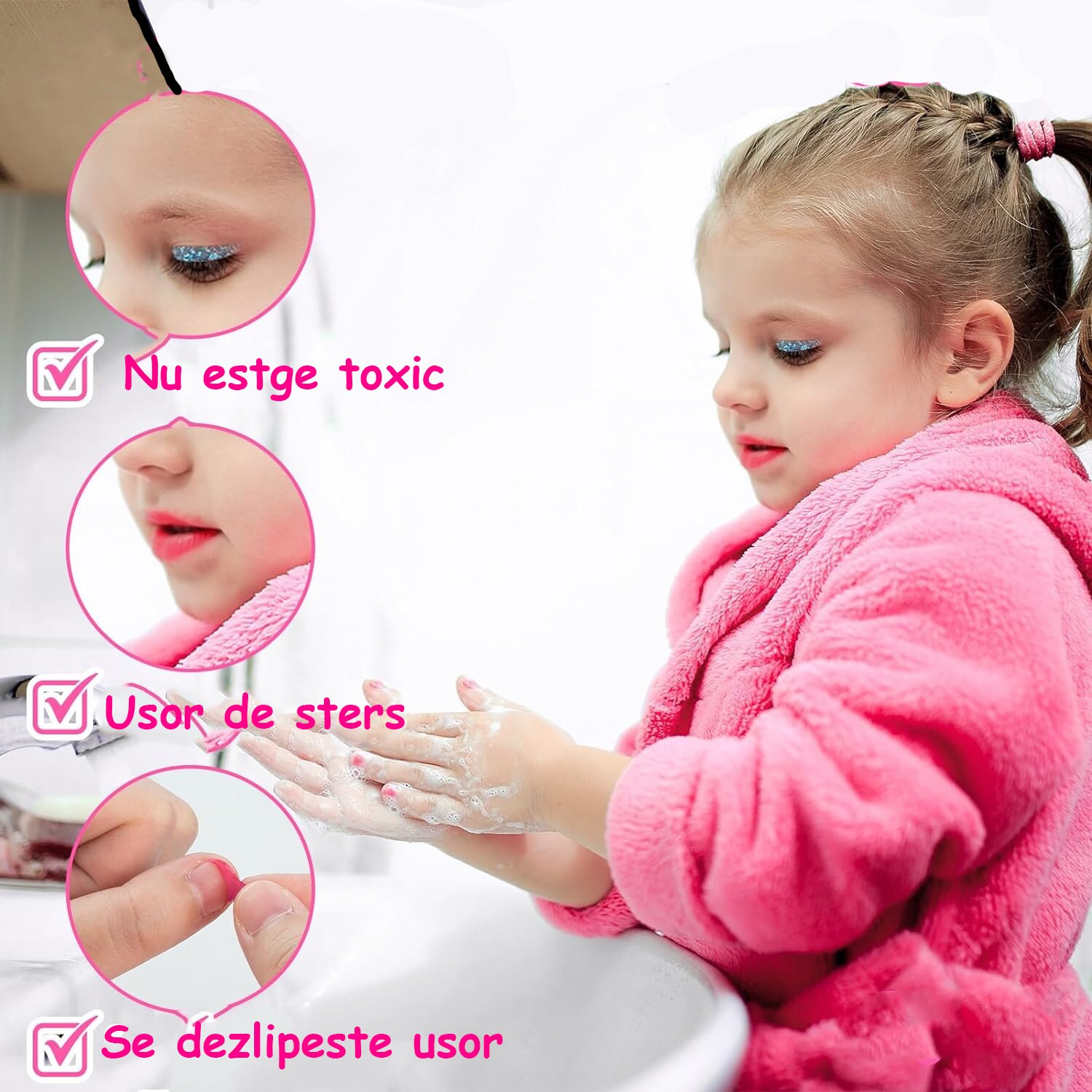 Trusa de machiaj pentru copii, Set Make-up WePro Store, solubile in apa ...
