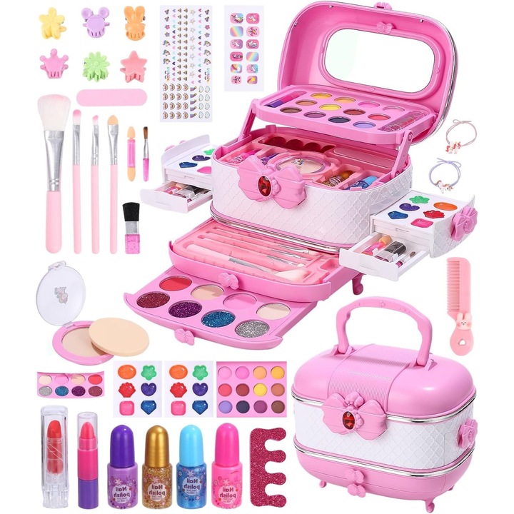 Trusa de machiaj pentru copii, Set Make-up WePro Store, solubile in apa ...