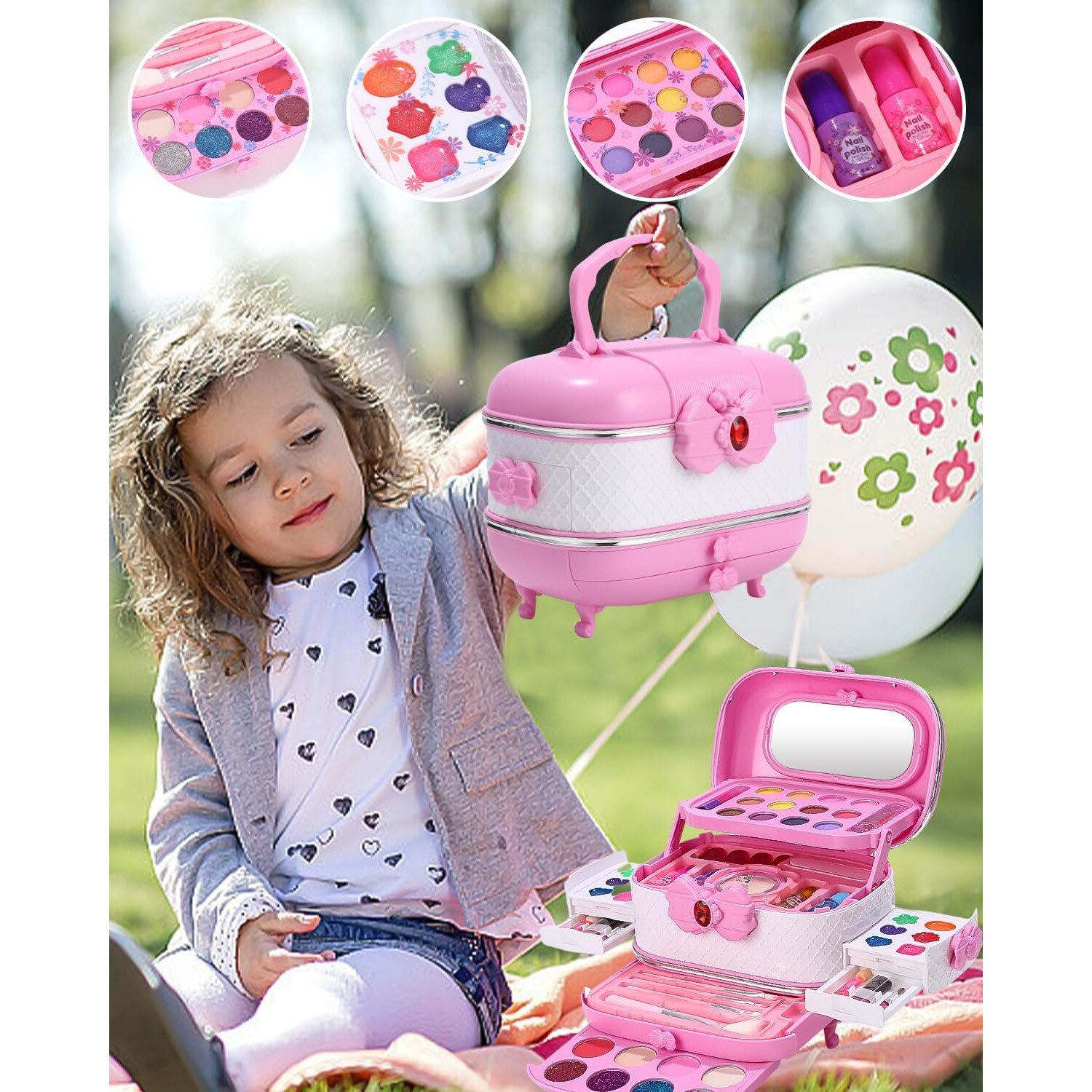 Trusa de machiaj pentru copii, Set Make-up WePro Store, solubile in apa ...