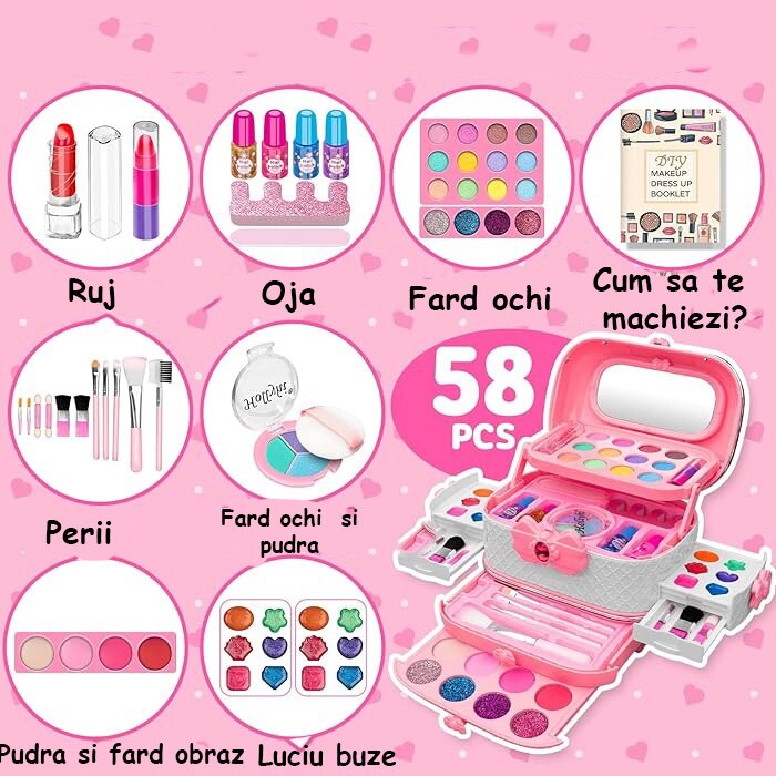 Trusa de machiaj pentru copii, Set Make-up WePro Store, solubile in apa ...