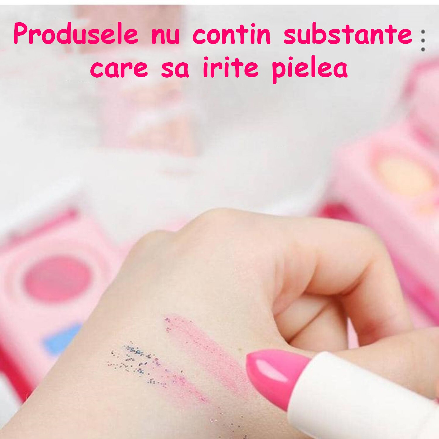 Trusa de machiaj copii WePro Store, 47 elemente pentru Make-Up, geanta ...