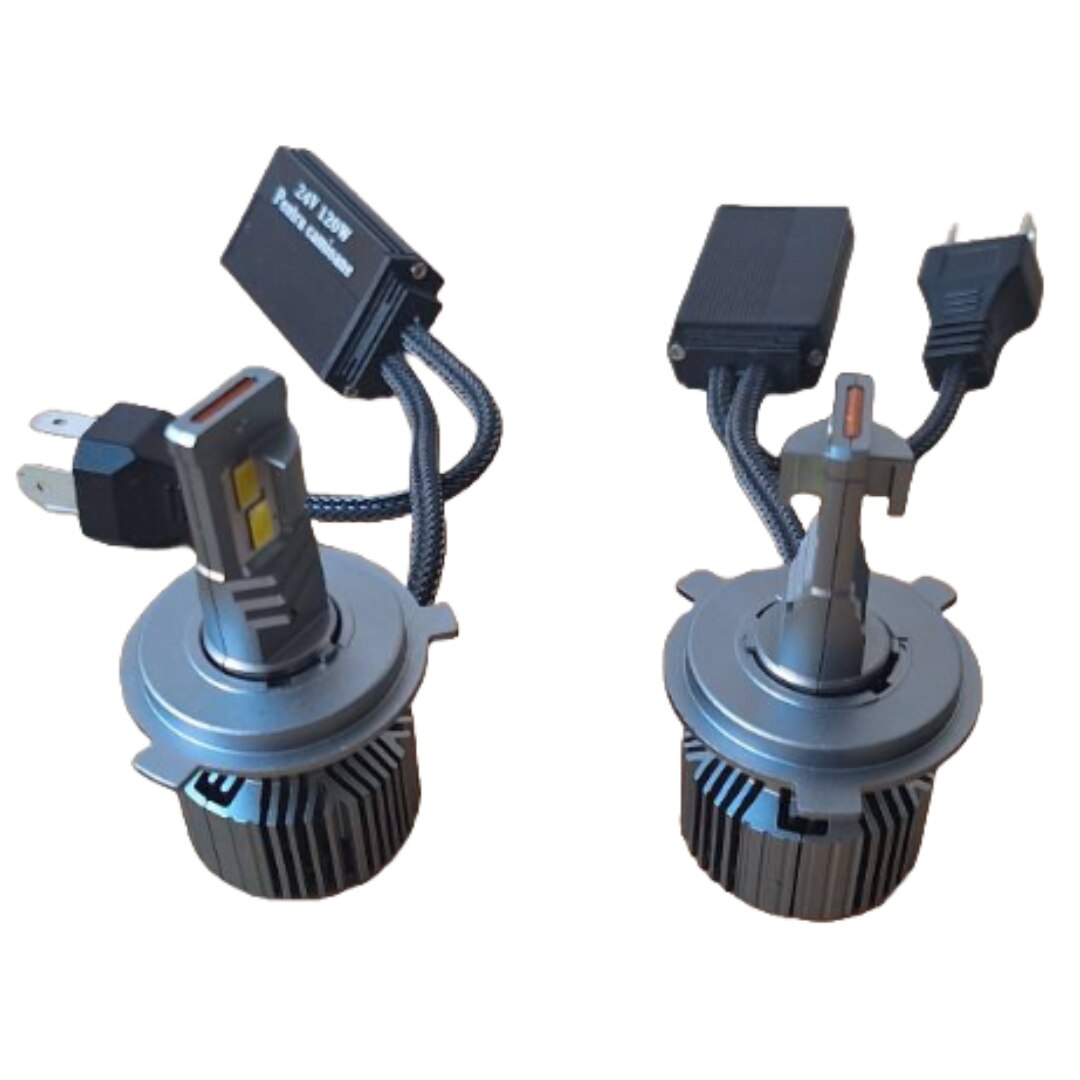 Set 2 becuri auto led H4 pentru camioane, 24V, canbus, 120W, lumina alb ...
