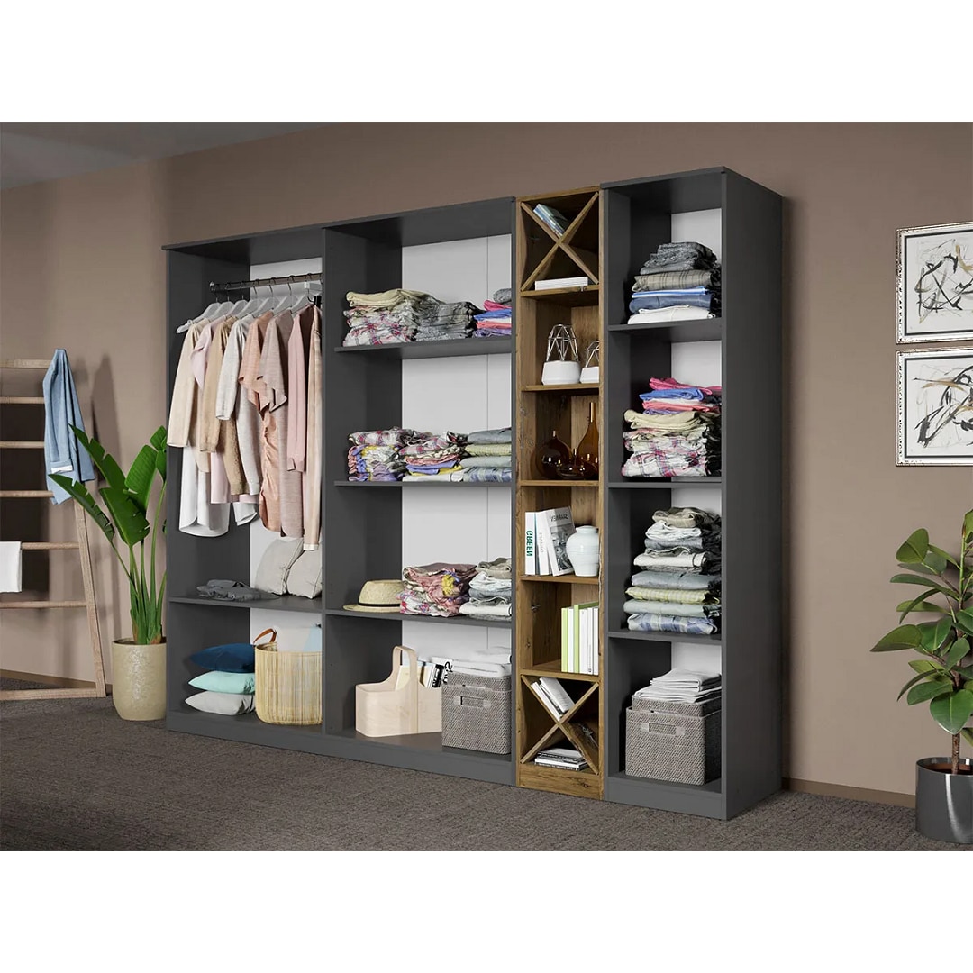 Set dormitor complet, Gri cu Flagstaff Oak, Sidney, C47, Pat 160x200 ...