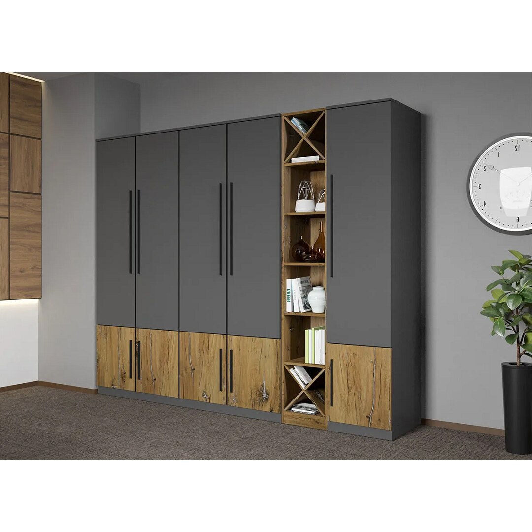 Set dormitor complet, Gri cu Flagstaff Oak, Sidney, C47, Pat 160x200 ...
