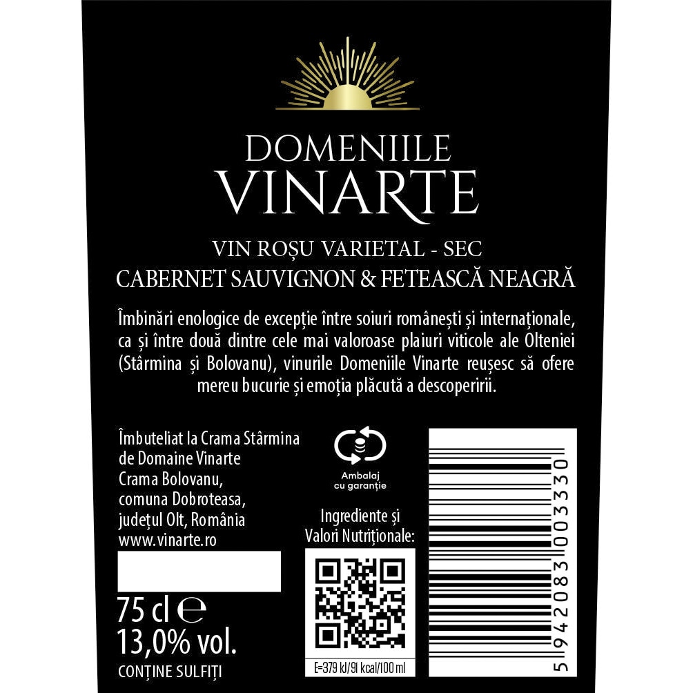Vin Rosu Vinarte Domeniile Vinarte Cuve Rosu, 0.75l - eMAG.ro