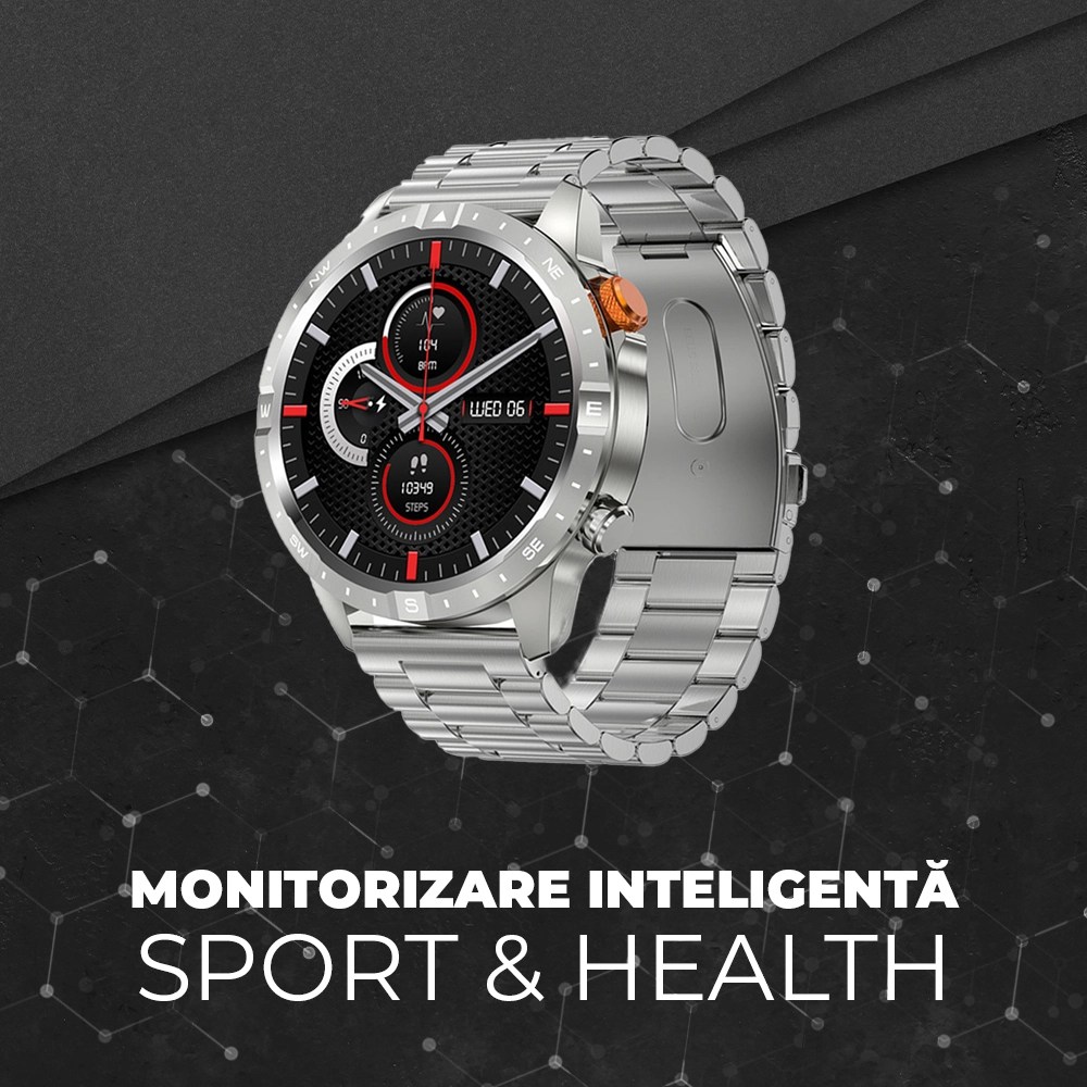 Ceas Smartwatch barbati LUMAUDiO Syncro, Display Amoled, Autonomie 10 ...