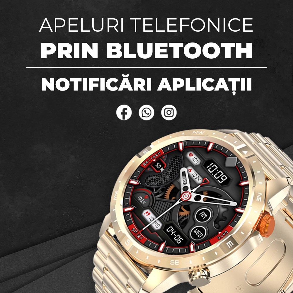 Ceas Smartwatch barbati LUMAUDiO Syncro, Display Amoled, Autonomie 10 ...