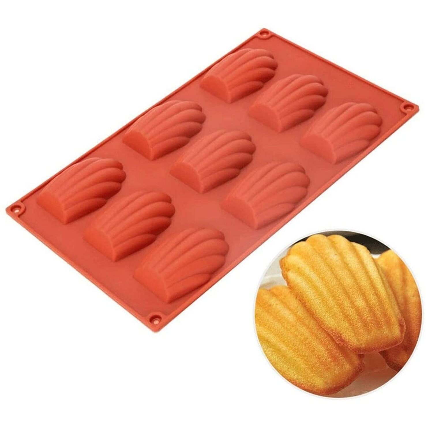 Set 2 forme prajituri cu 9 compartimente, Silicon, 19x17x1.7cm, Rosu ...