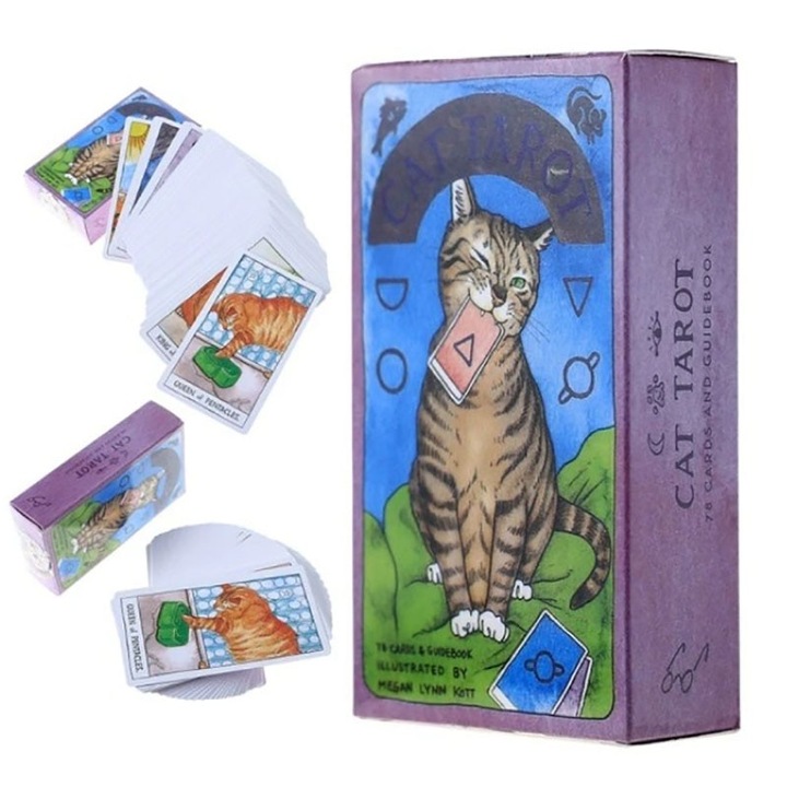 Set carti de tarot model pisici, 78 buc, 10.3 x 6 cm, Multicolor - eMAG.ro