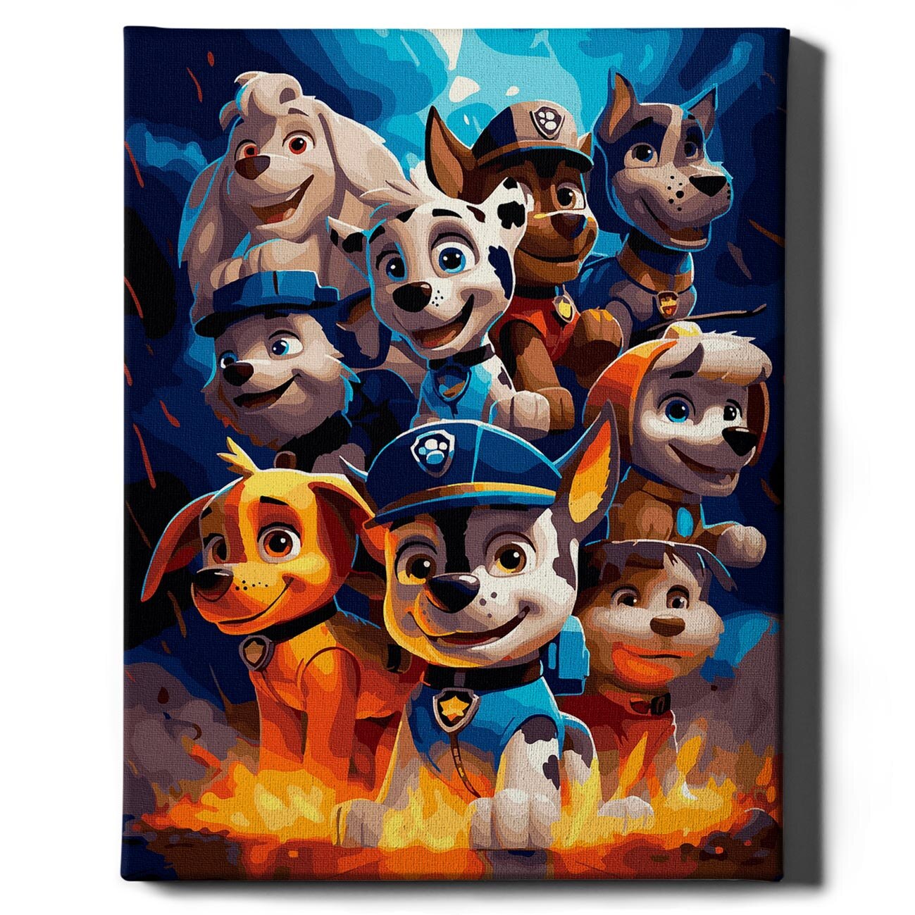 Комплект рисуване по номера, PAW Patrol - памучно платно, дървена рамка ...
