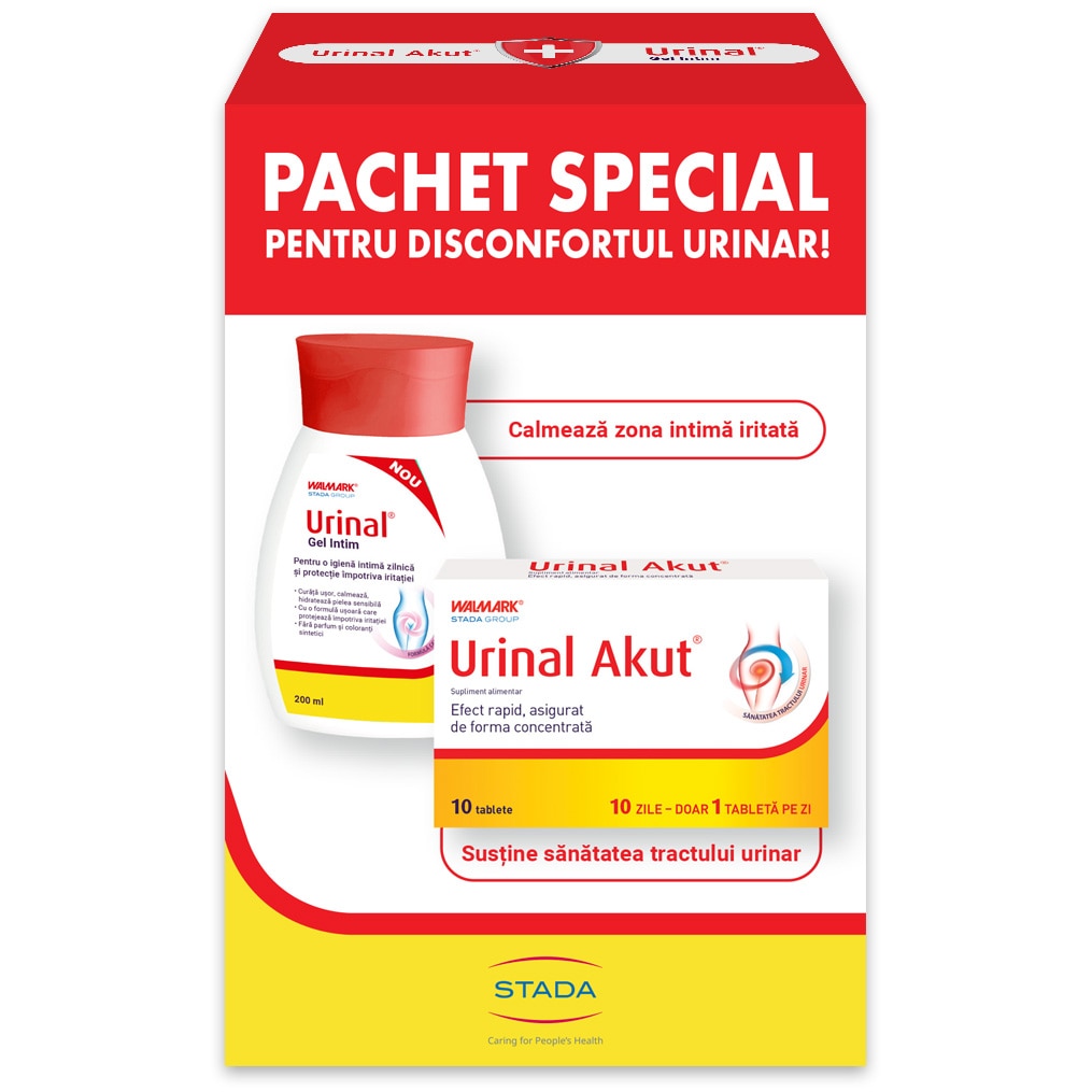 Pachet Promo Urinal Akut 10 comprimate + Urinal Intim gel 200 ml - eMAG.ro