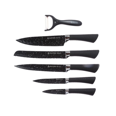 Set 6 ustensile bucatarie, fabricate din inox, culoare maner negru ...