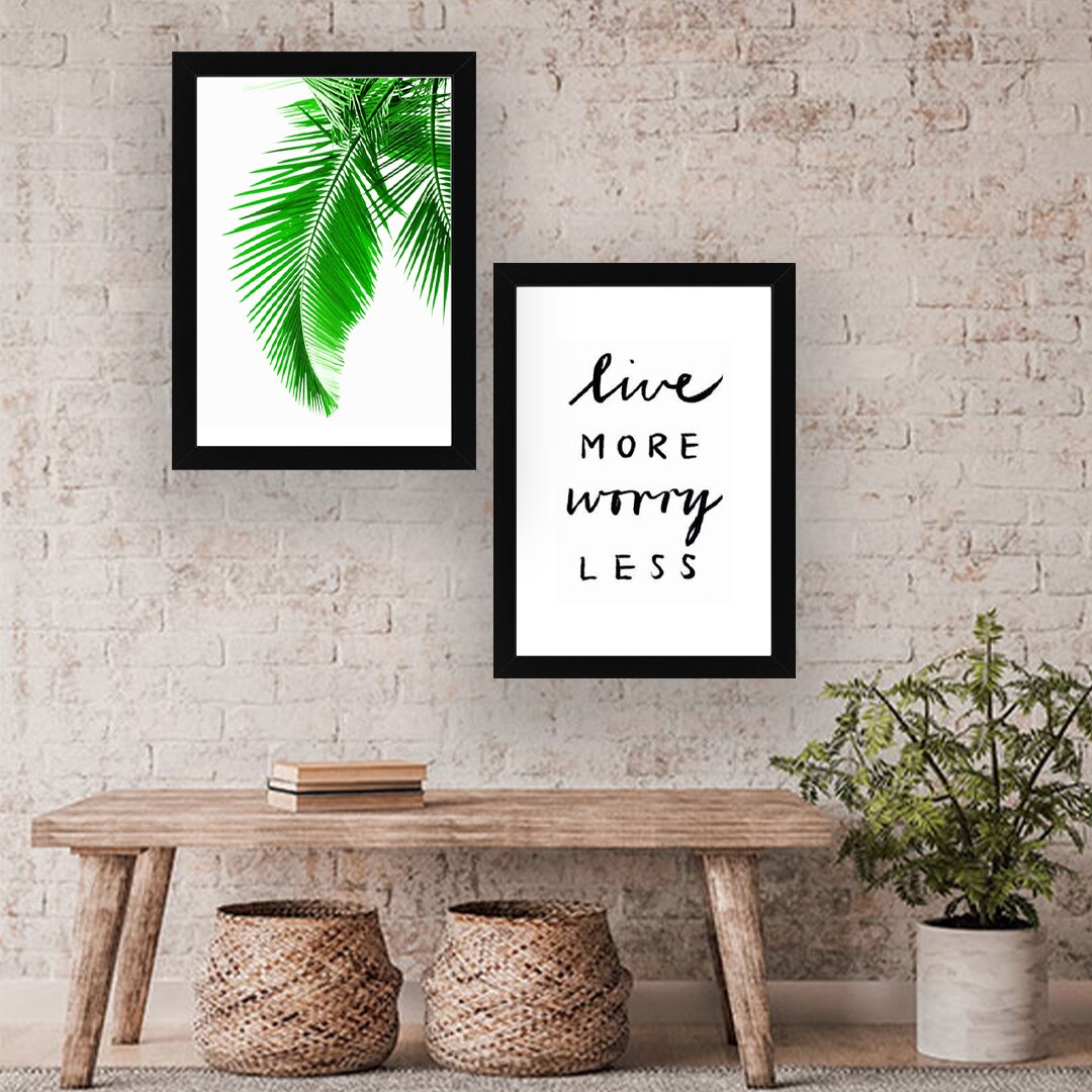 Set 2 Tablouri decorative cu mesaj Motivational "live more worry less ...