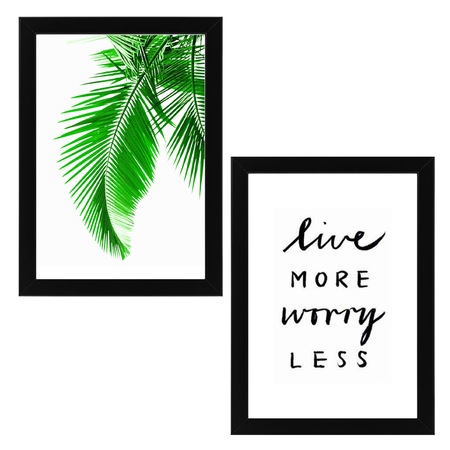 Set 2 Tablouri decorative cu mesaj Motivational "live more worry less ...
