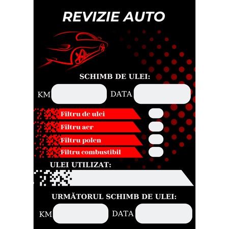 Set 100 etichete cartonate pentru Revizie Auto, Schimb de Ulei si ...