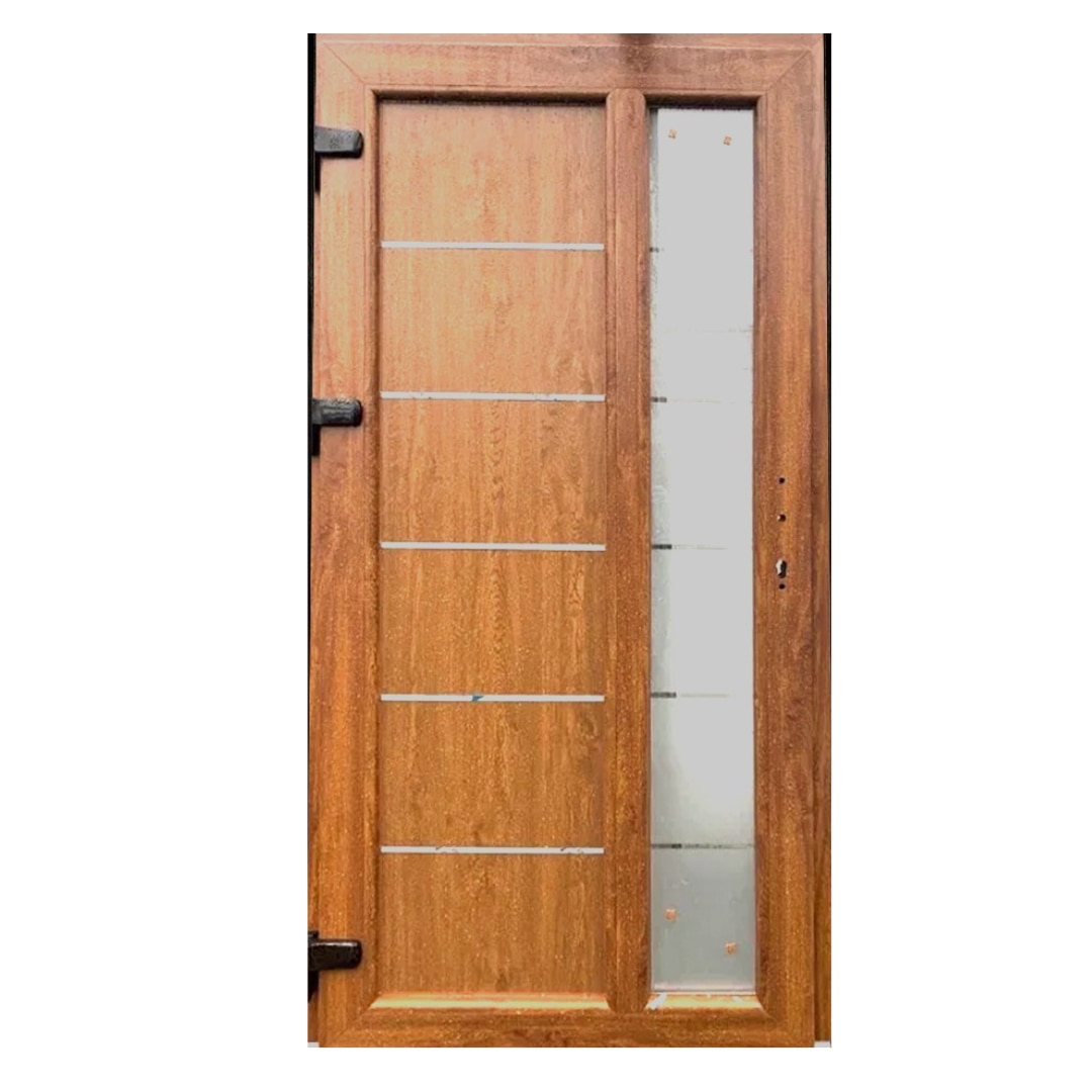 Usa exterior, PVC, cu geam termopan, Klaris, stejar auriu 100x210 - eMAG.ro