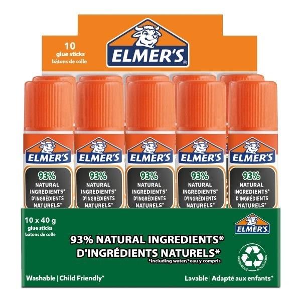 Set 10 bucati lipici solid, Elmer's, Plastic reciclat, Transparent, 40 ...