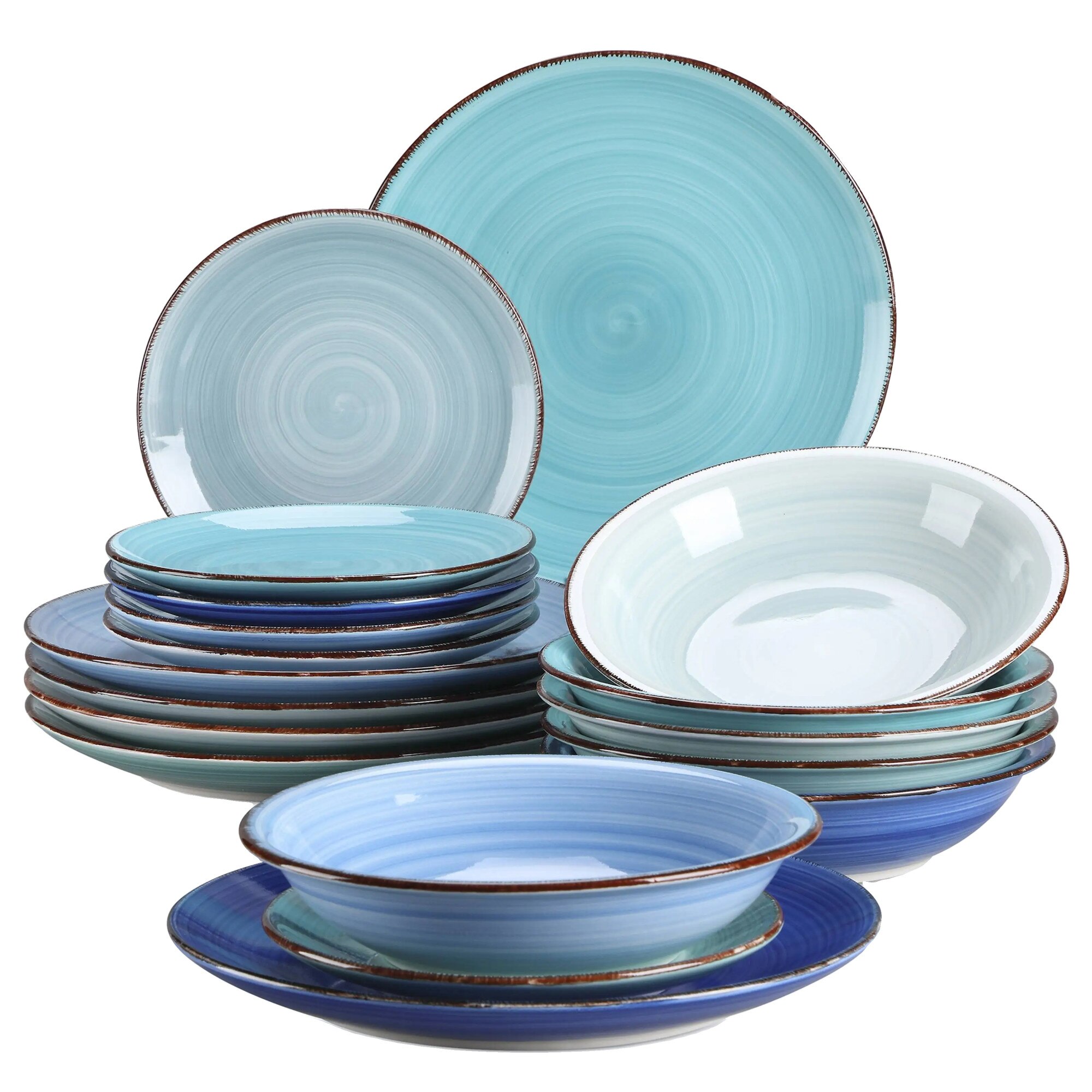 Set serviciu de masa, 36 piese, albastru, glazura reactiva, 26.7x3cm ...