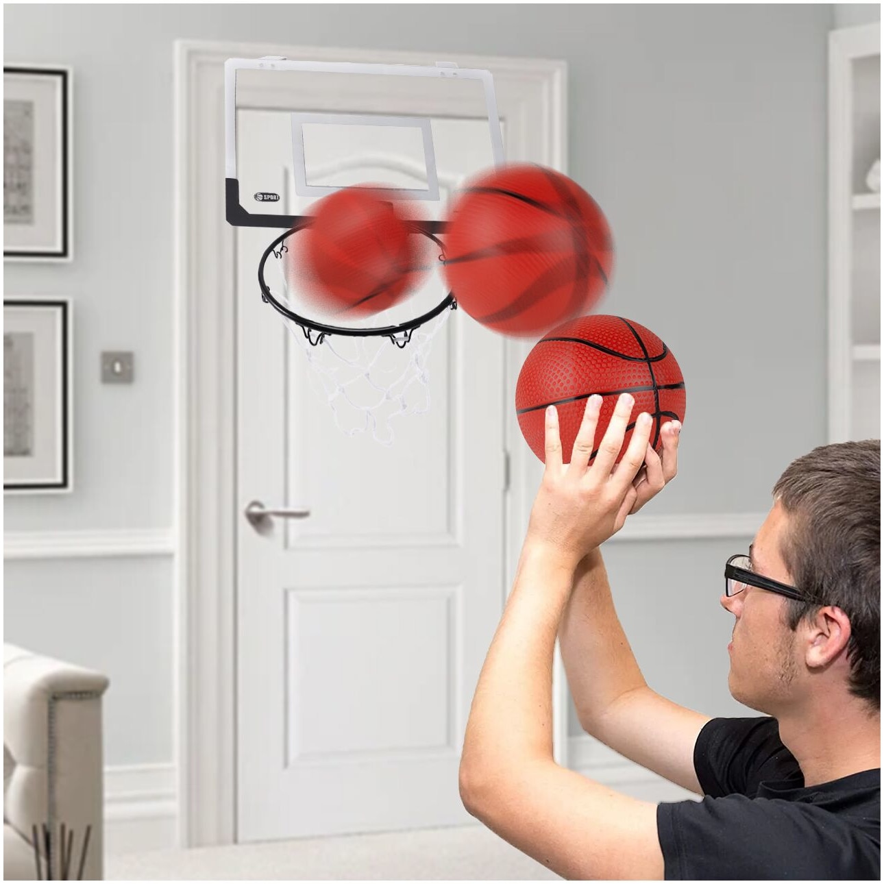 Panou Cos de baschet transparent SOLTOY™ cu minge, pompa, ac si plasa ...