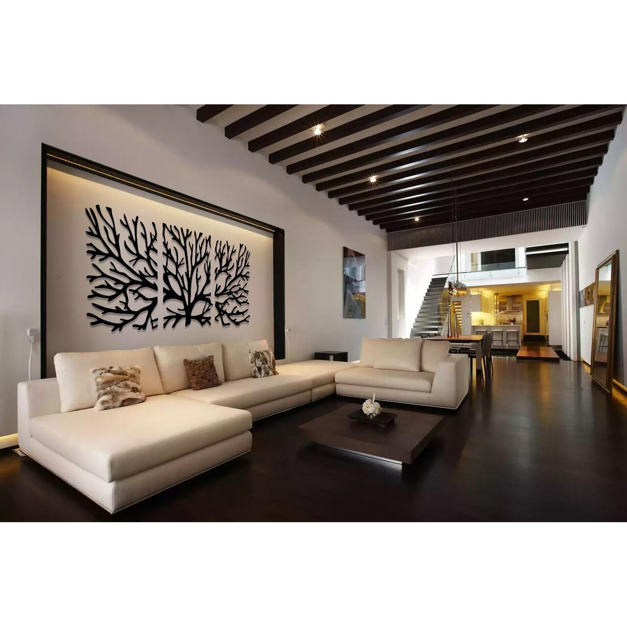 Panou Decor Perete, 3buc, MDF, Copac Modern, 50cmX120cm, Negru - eMAG.ro