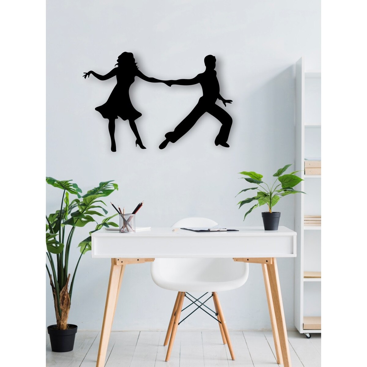 Panou Decor Perete, MDF, Cuplu Danseaza, 40cmX60cm, Negru - eMAG.ro