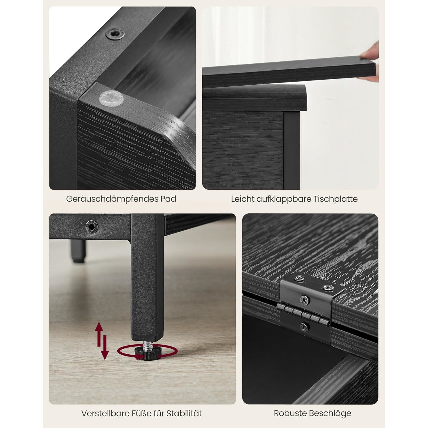 Masa laterala pliabila VASAGLE, tip noptiera, cu prize si porturi USB ...