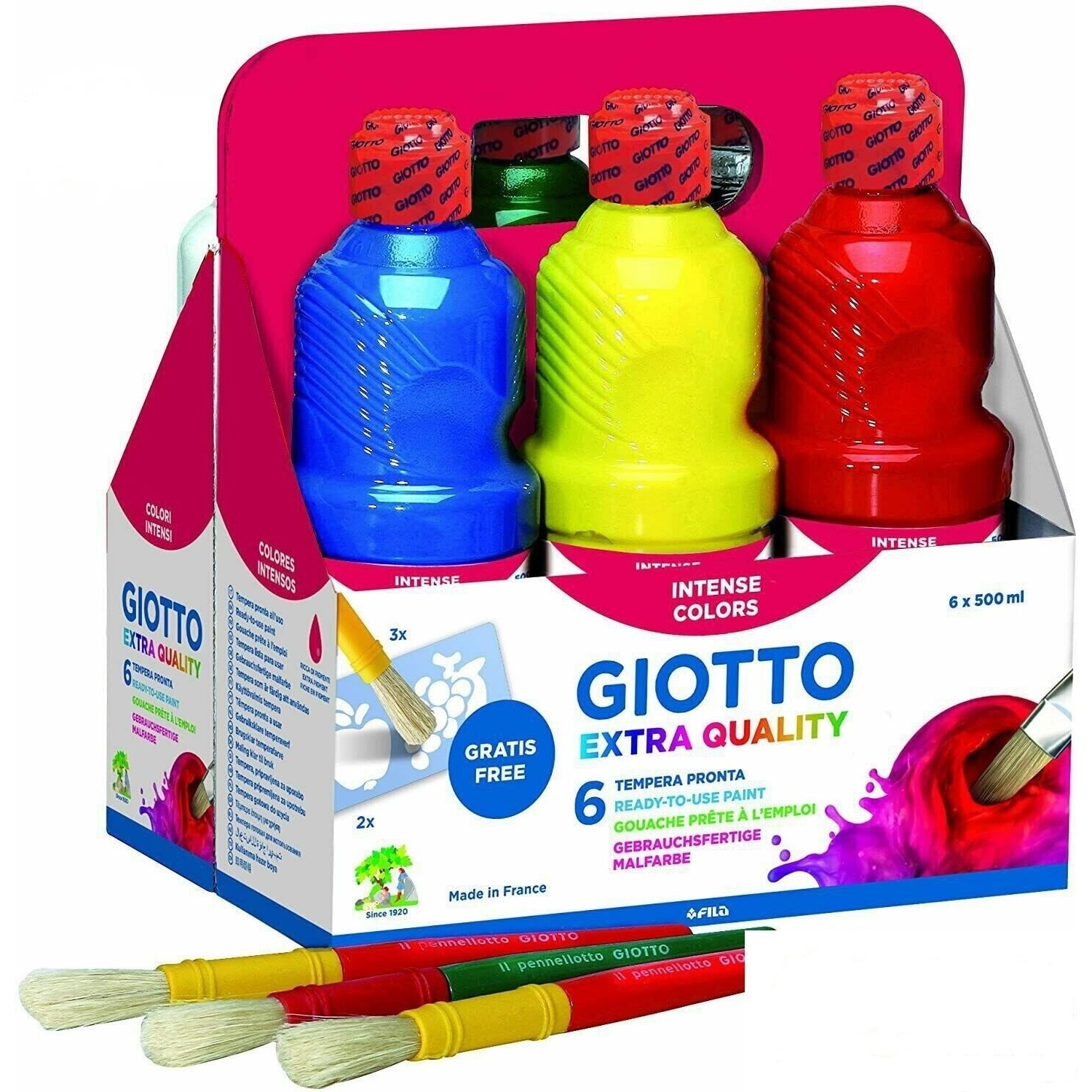 Acuarele Tempera 6 culori x 500 ml Giotto - eMAG.ro