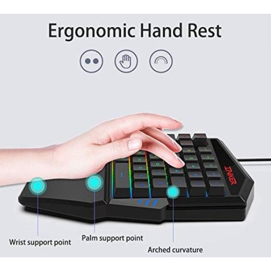 Mini Tastatura de Gaming Inker Universala pentru o Mana, Mecanica ...