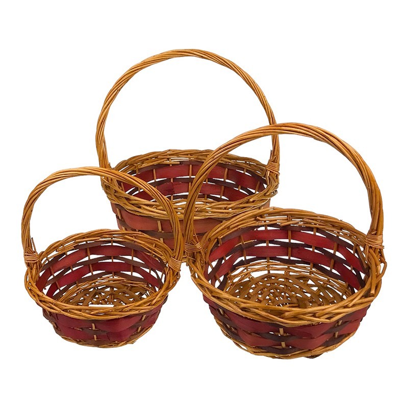 Set format din 3 cosuri din rachita, maro - eMAG.ro