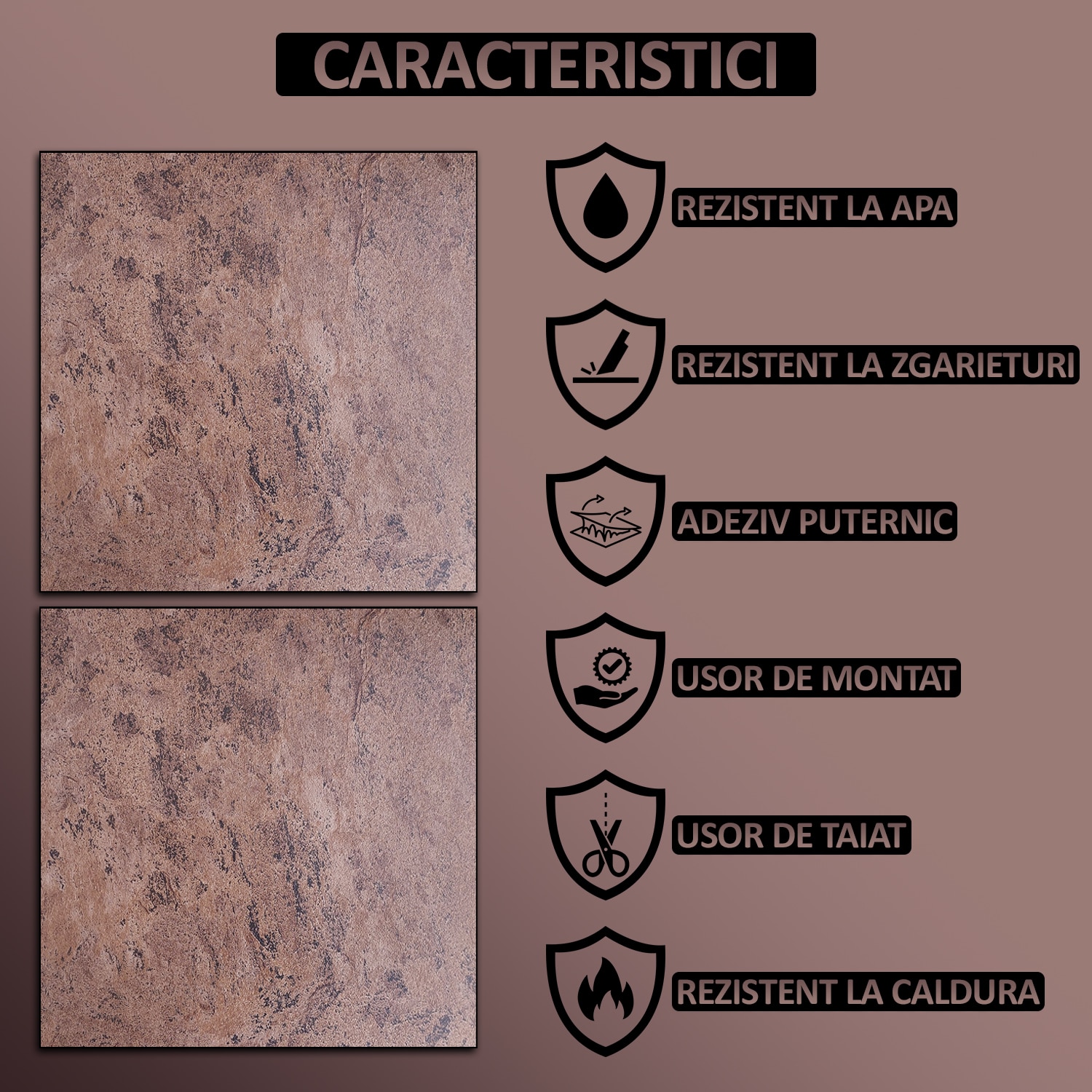 Set 24 x placi din PVC autoadezive pentru podea/perete NEXTLY ...