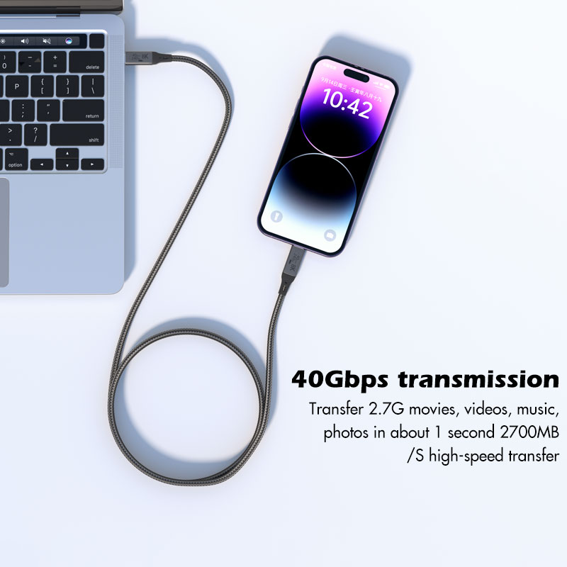 USB-C 4 кабел, AHA PRINT®, трансфер на данни 40Gbps, зареждане 240W ...