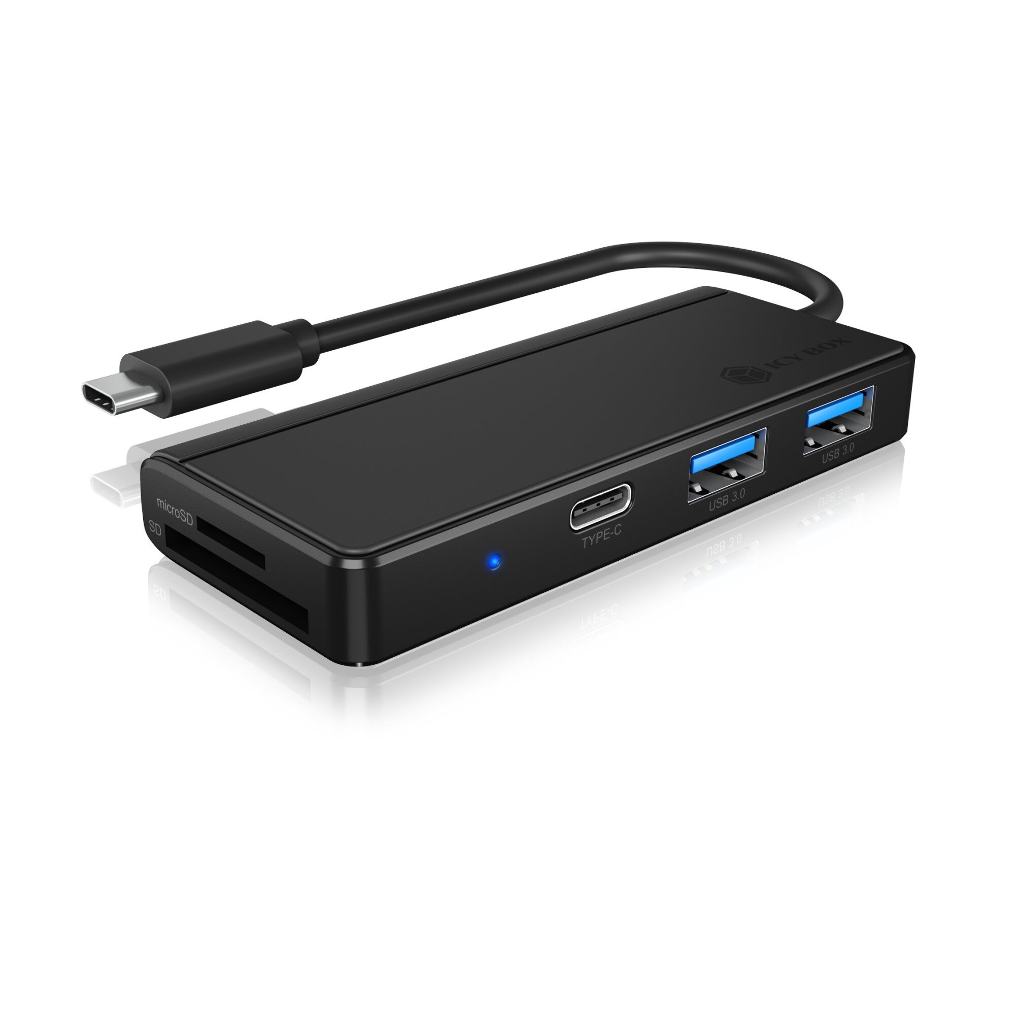 Icy Box külső HUB, USB portok: USB 3.0 x 2, USB-C x 1, USB Type-C ...