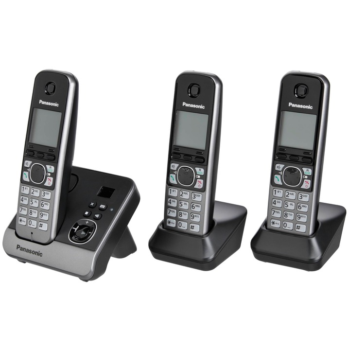 Telefon fara fir, Panasonic, Set 3 handset-uri, Raspuns automat, Ecran ...