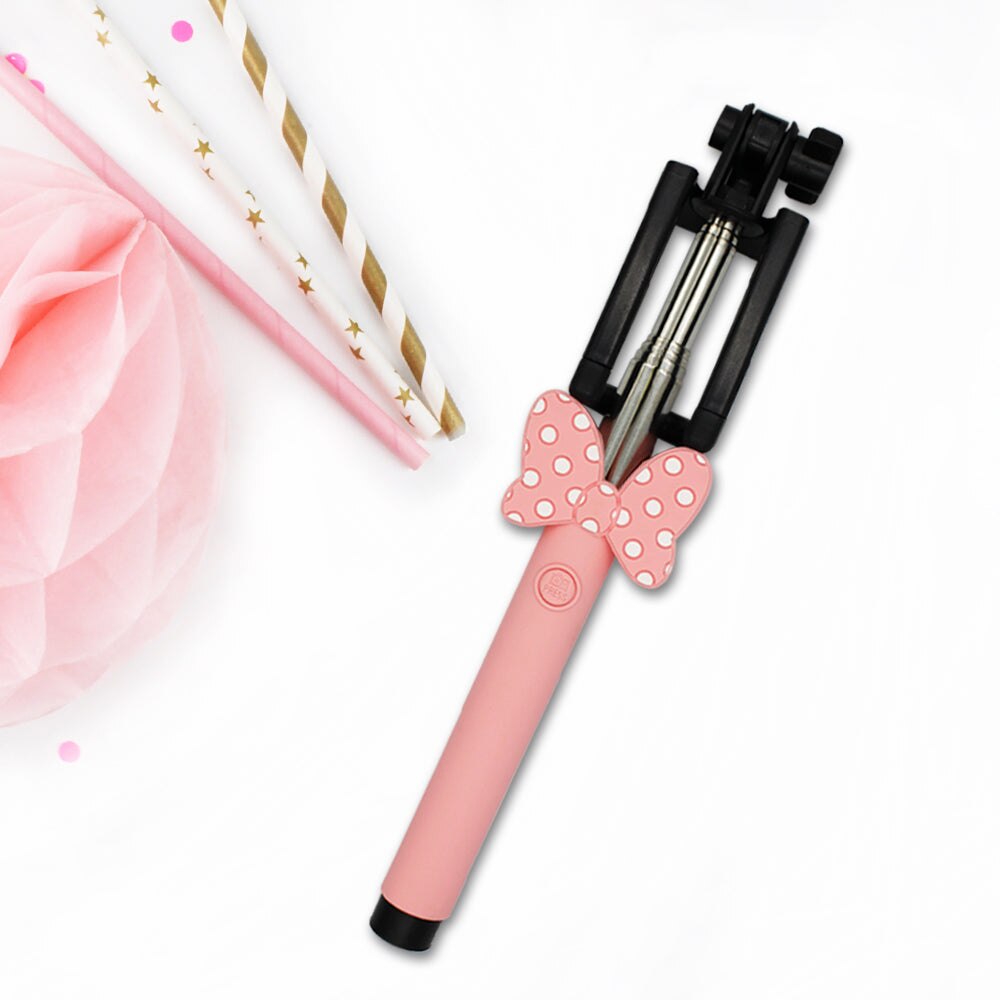 Selfie Stick cu mufa minijack de 3, 5 mm Disney, model Minnie 002 Roz ...
