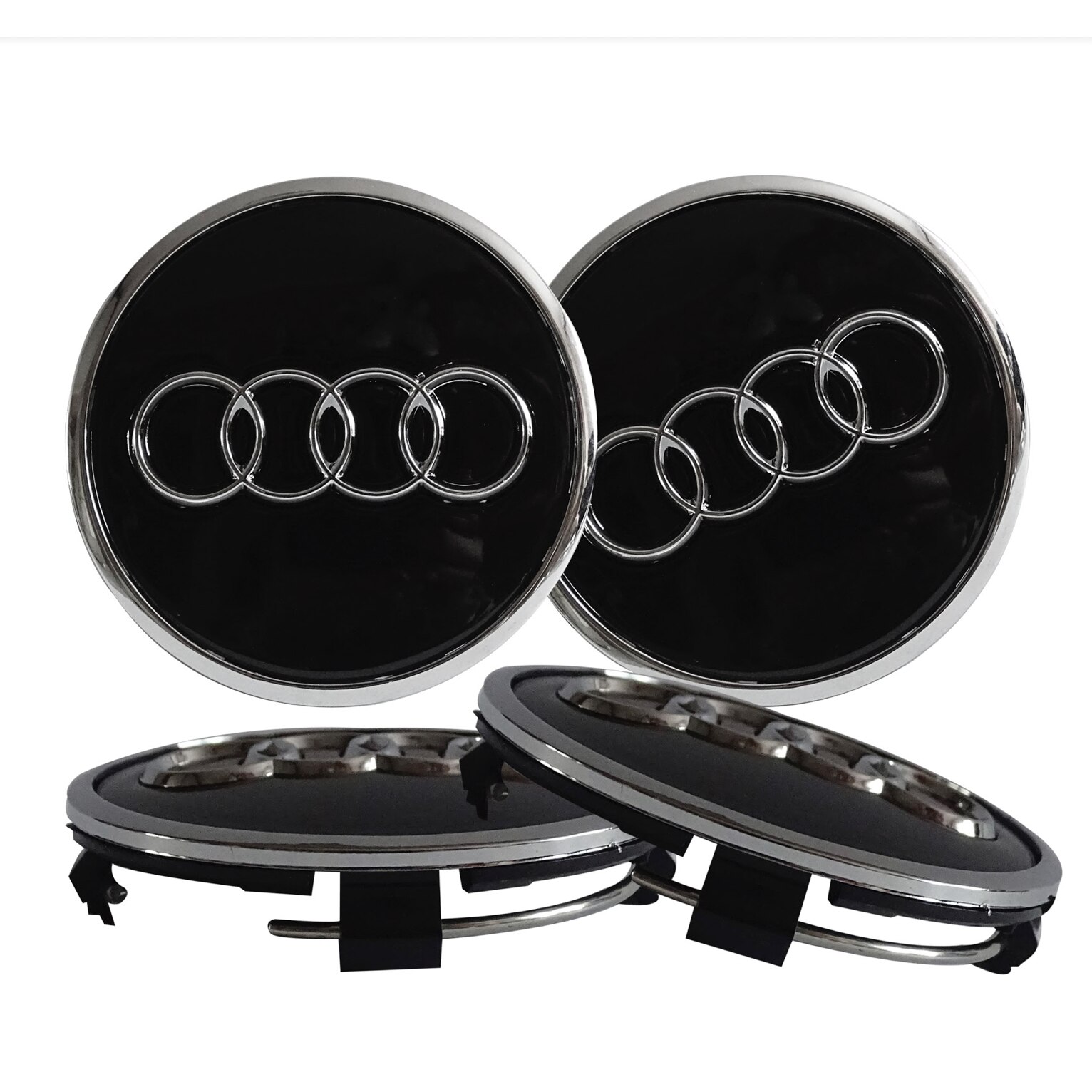 Set 4 capacele roti 60 mm Audi, pentru jante aliaj, Culoare neagra ...