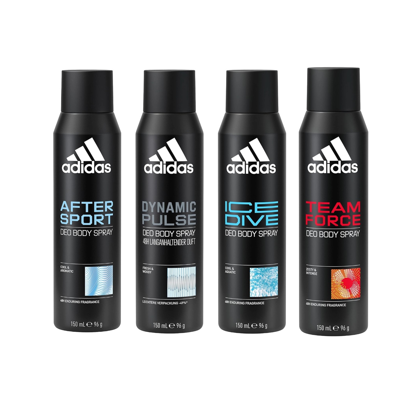 Set 4 X Deodorante Spray Anti-Perspirant Adidas Variety 150ml, 1x ...