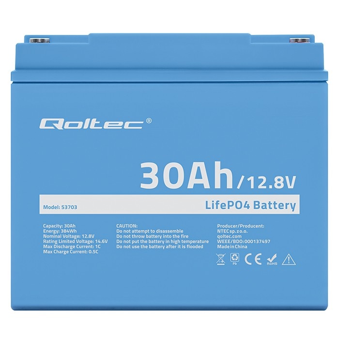 Acumulator Lifepo4, Qoltec, 53703, Putere: 384Wh, Capacitate: 30Ah ...