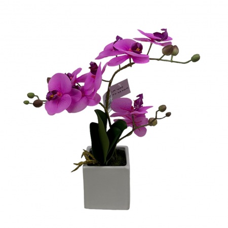 Floare artificiala, Orhidee roz cu aspect natural, 35 cm - eMAG.ro