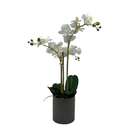 Floare artificiala, Orhidee alba cu aspect natural, 65 cm - eMAG.ro