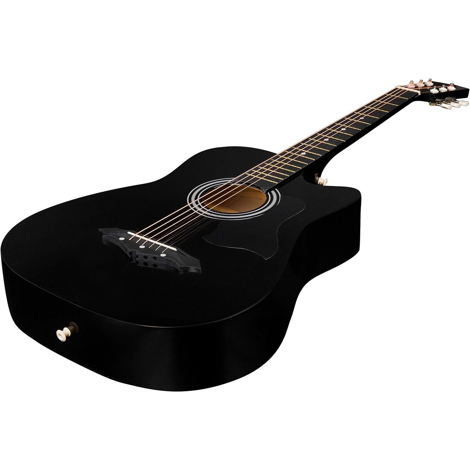 38 inch chitara acustica neagra pentru incepatori, pachet cu o curea cu ...