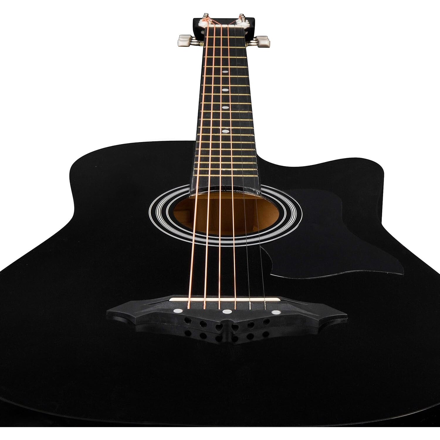 38 inch chitara acustica neagra pentru incepatori, pachet cu o curea cu ...