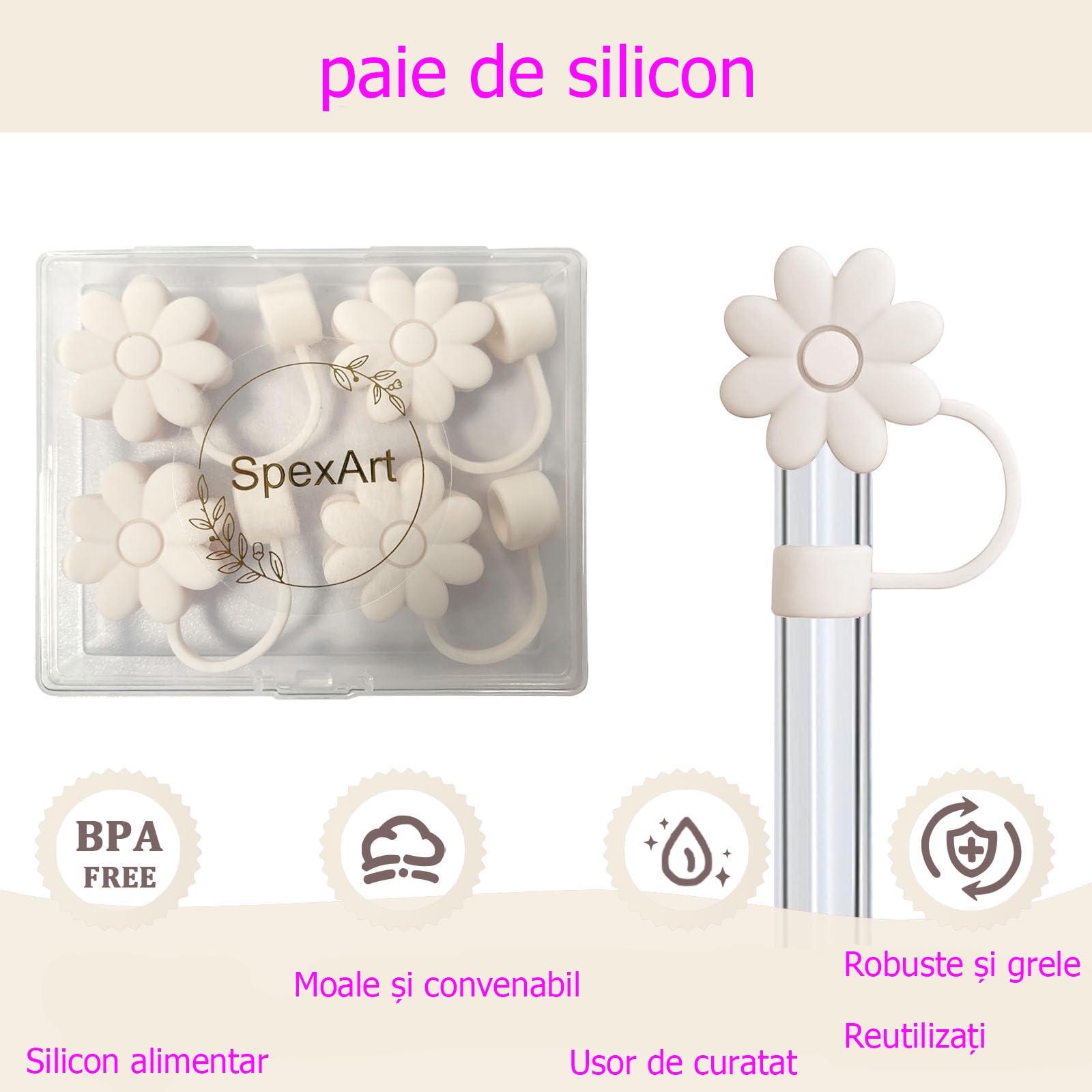Set 4 capacele paie, 10mm, Silicon, Alb - eMAG.ro